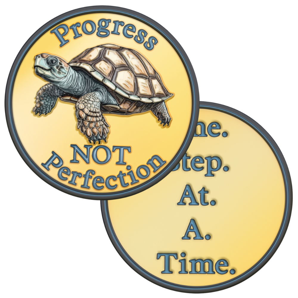 3D Turtle Design Affirmation Sobriety Coin – MilestoneMint